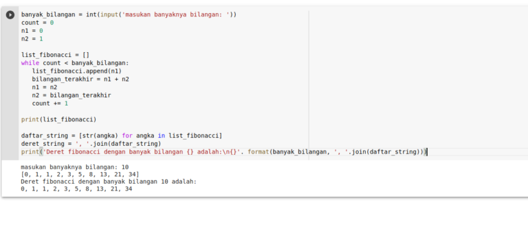 Deret fibonacci menggunakan bahasa python - Pesona Informatika